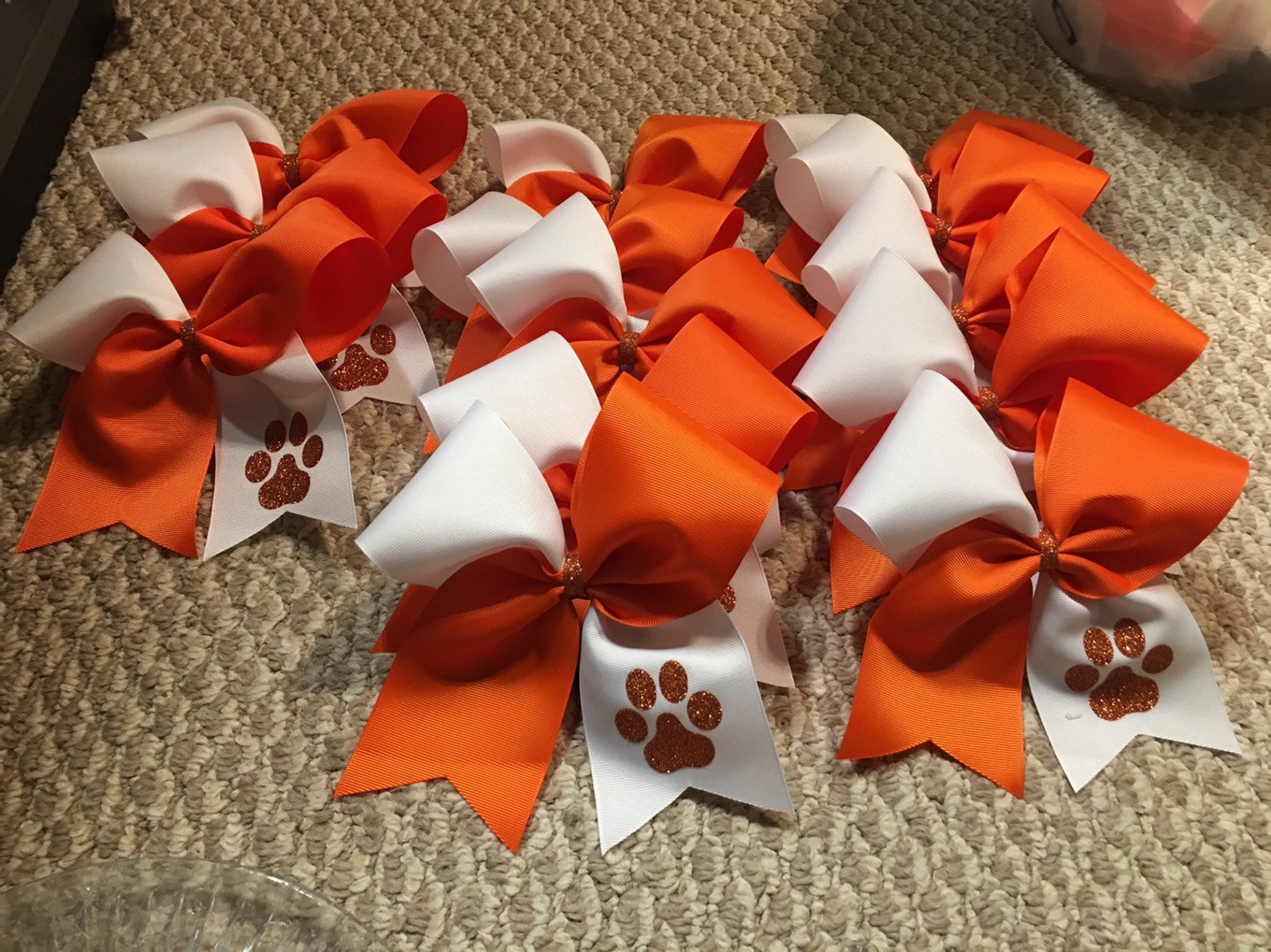 Cheer Bows-monogram Cheer Bows- Orange and White Cheer Bows ...