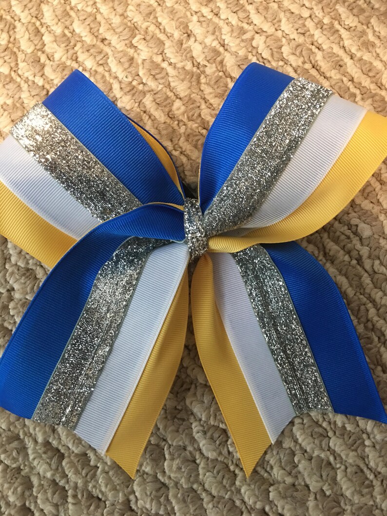 Royal Blue Gold White and Silver Cheer Bow cheer Bows - Etsy