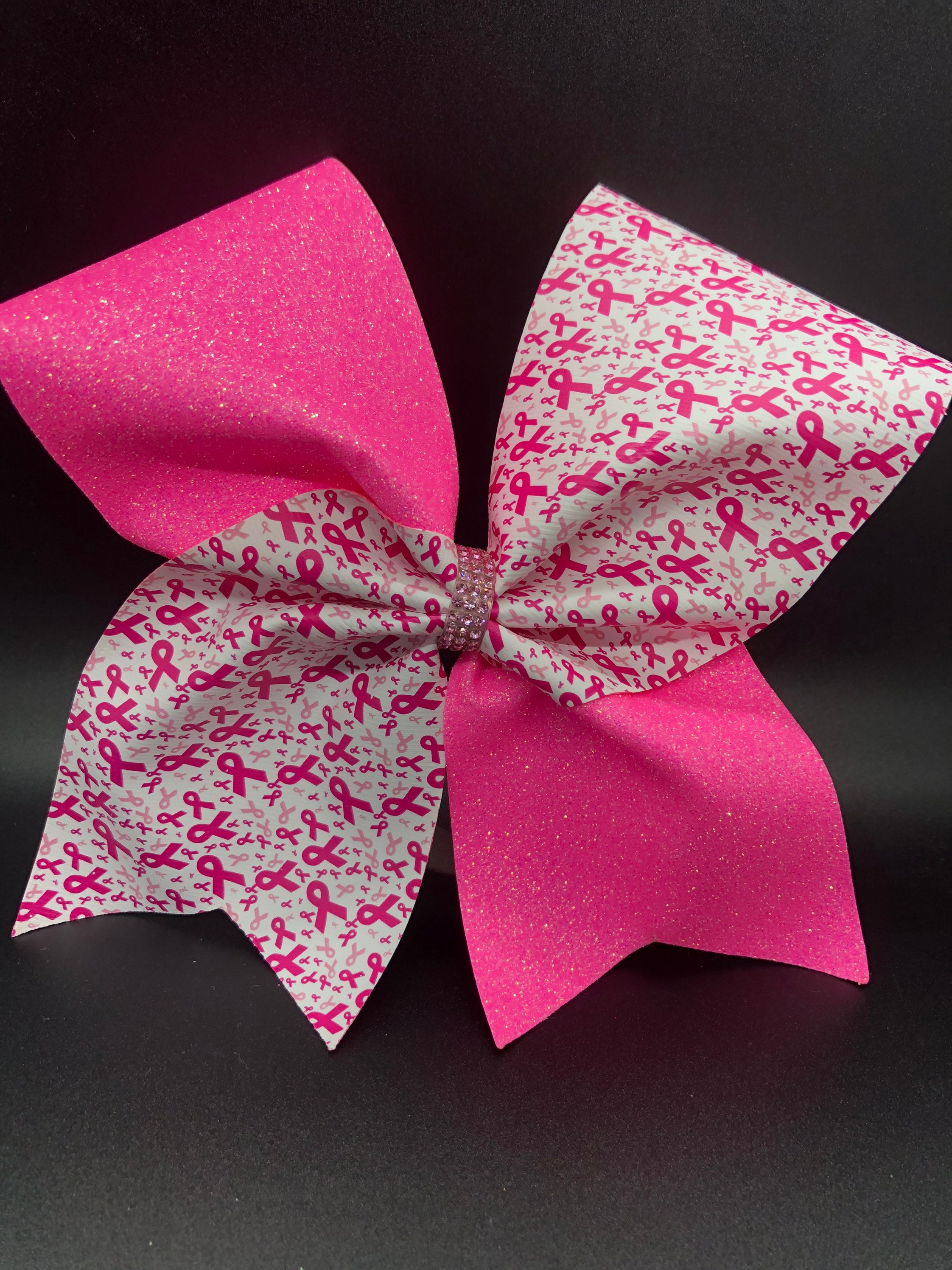 Neon Pink Glitter Cheer Bow-pink Bow With Rhinestones Pink - Etsy