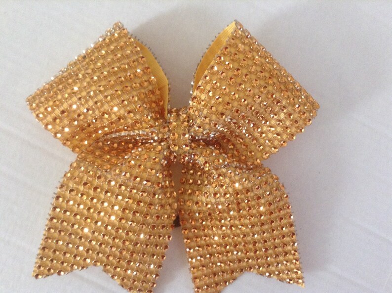 Gold Cheer Bow Rhinestones Cheer Bow Competition Cheer Bow | Etsy