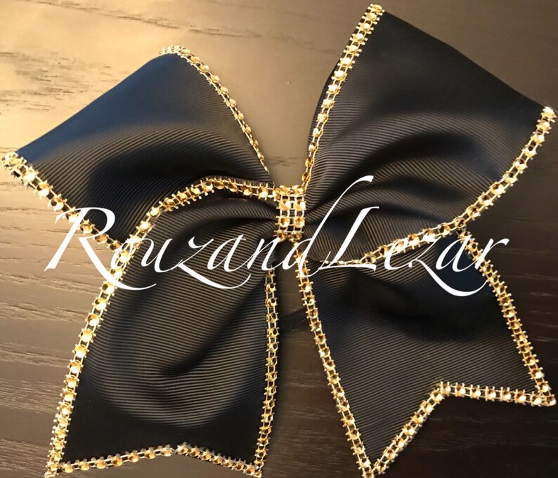 Classic Rhinestones Black Cheer Bow-simple Cheer Bow- Softball Bows ...