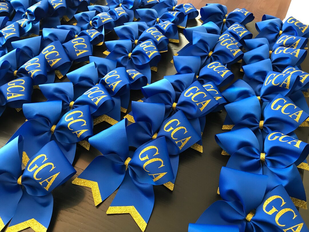 Cheer Bows-monogram Cheer Bows- Gold and Royal Blue Cheer Bows ...
