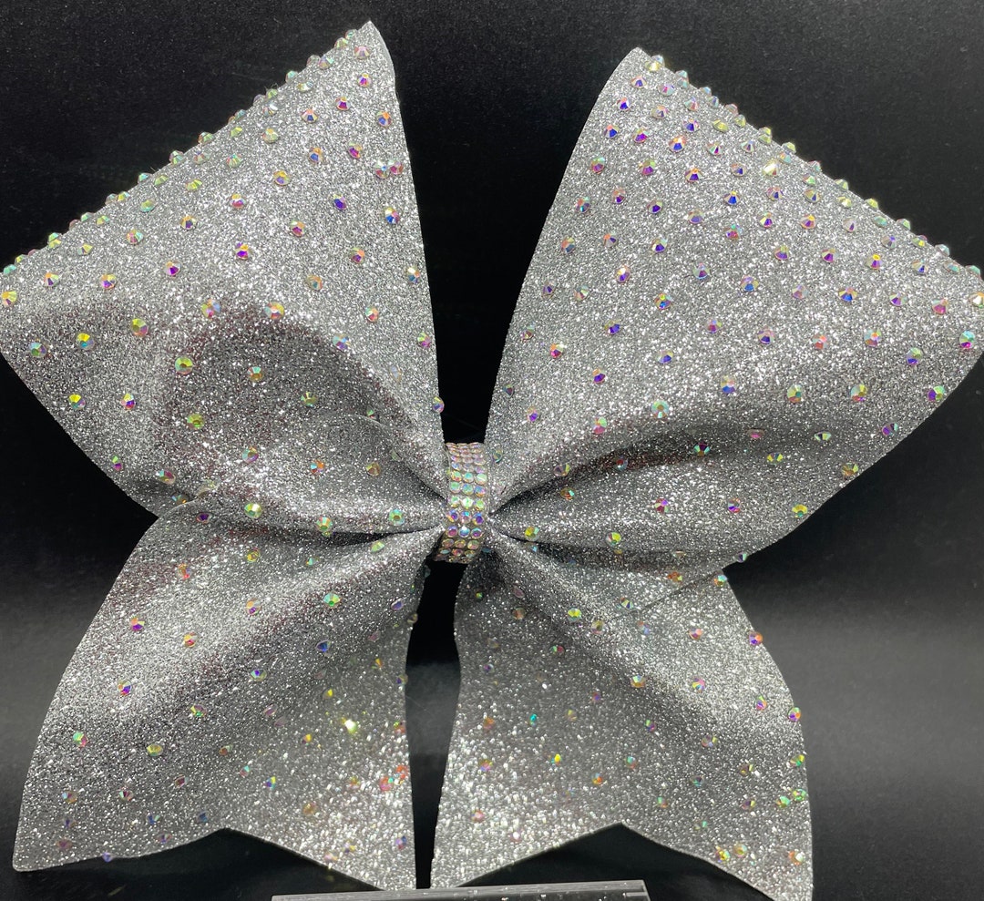 Silver Rhinestones Cheer Bow-silver Glitter Cheer Bow- Competition ...