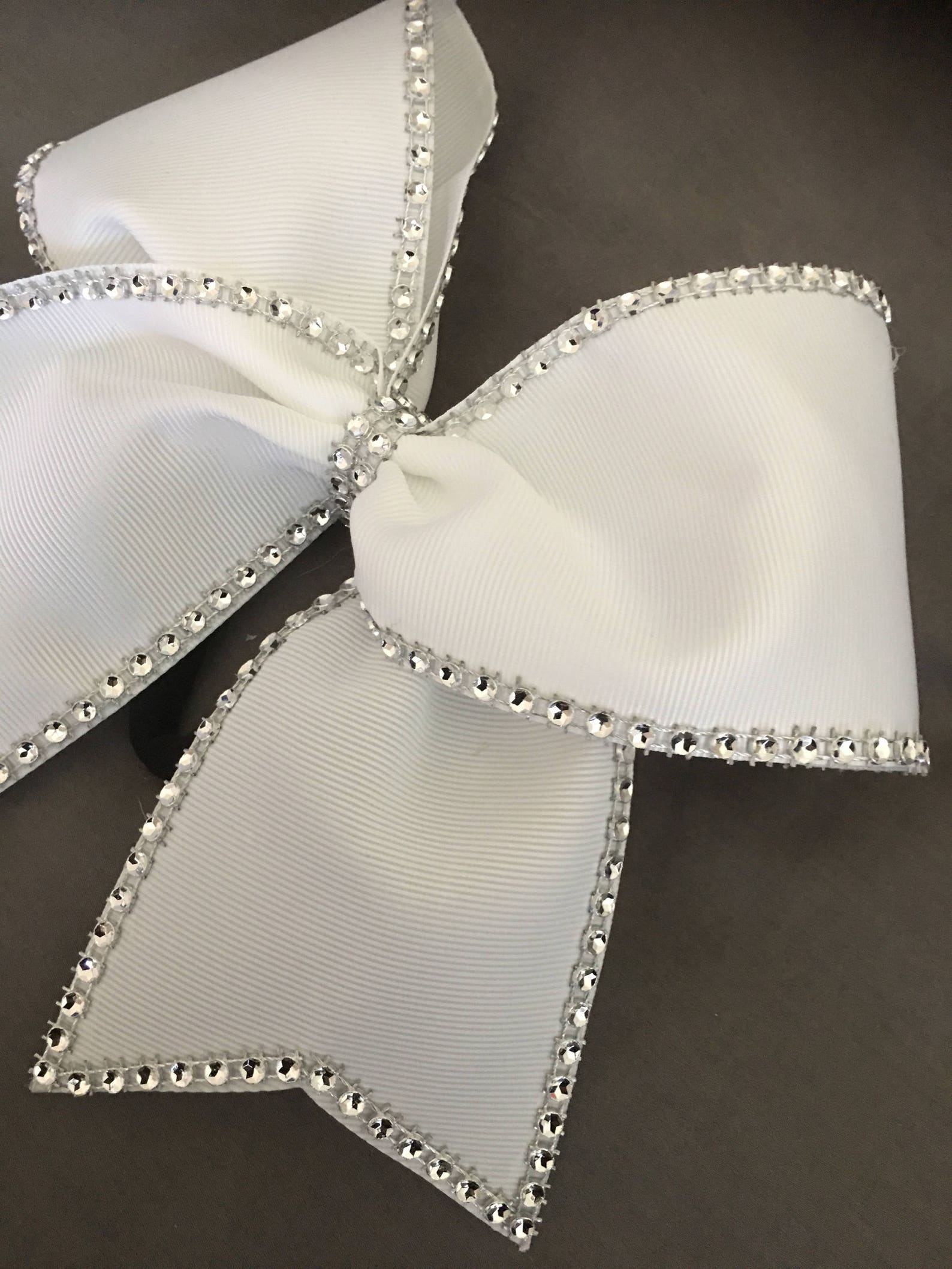 Classic Rhinestones White Cheer Bow-simple Cheer Bow Softball - Etsy