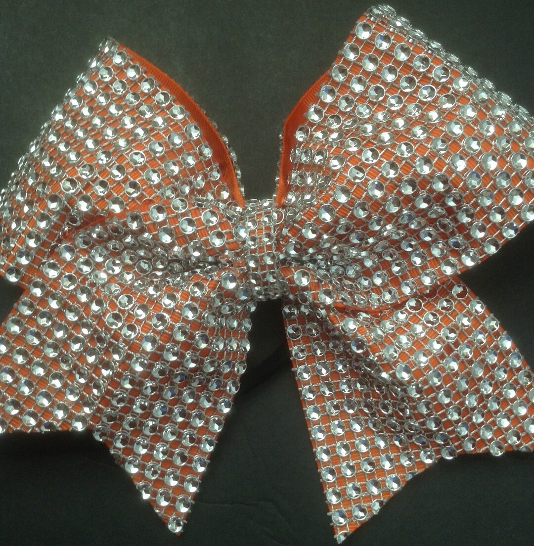 Rhinestones Orange Cheer Bow Orange Cheer Bow Silver and Orange ...