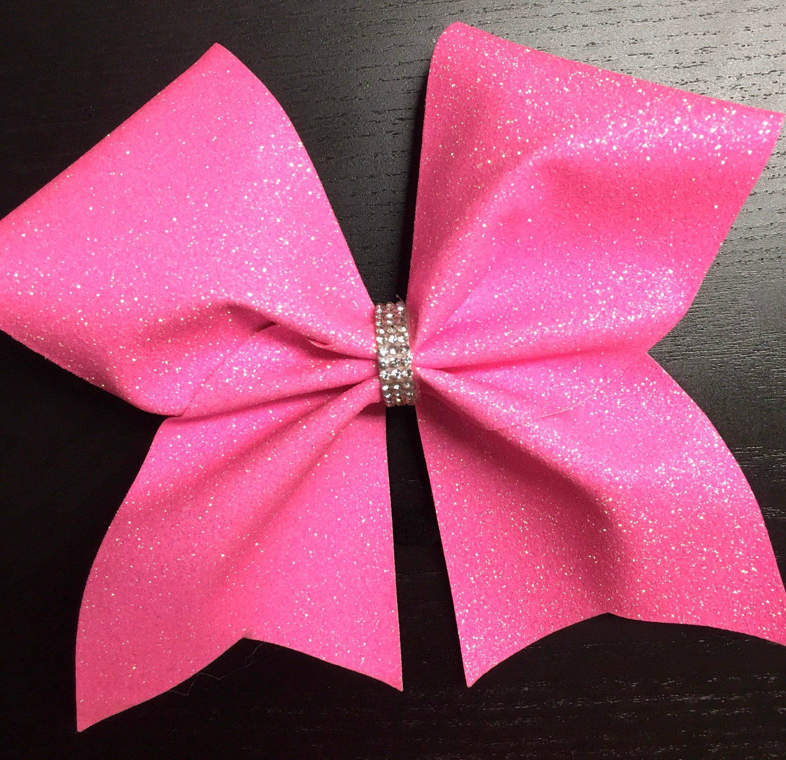 Neon Pink Glitter Cheer Bow-pink Bow With Rhinestones Pink | Etsy