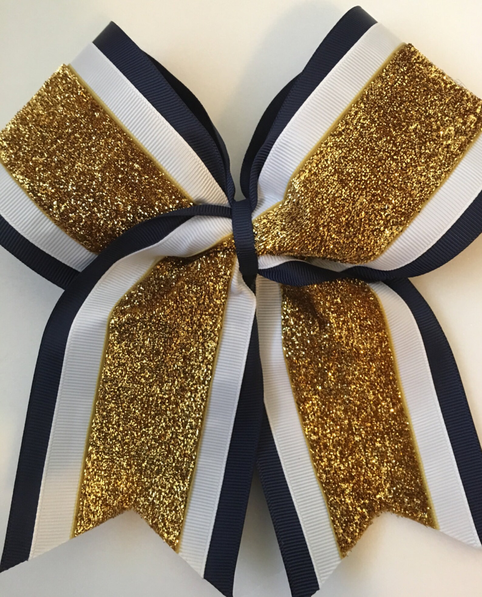 Navy Blue White and Gold Cheer Bow - Etsy