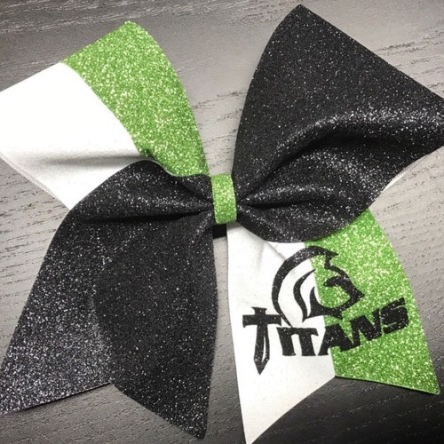Neon Green and Black Glitter Cheer Bow - Etsy