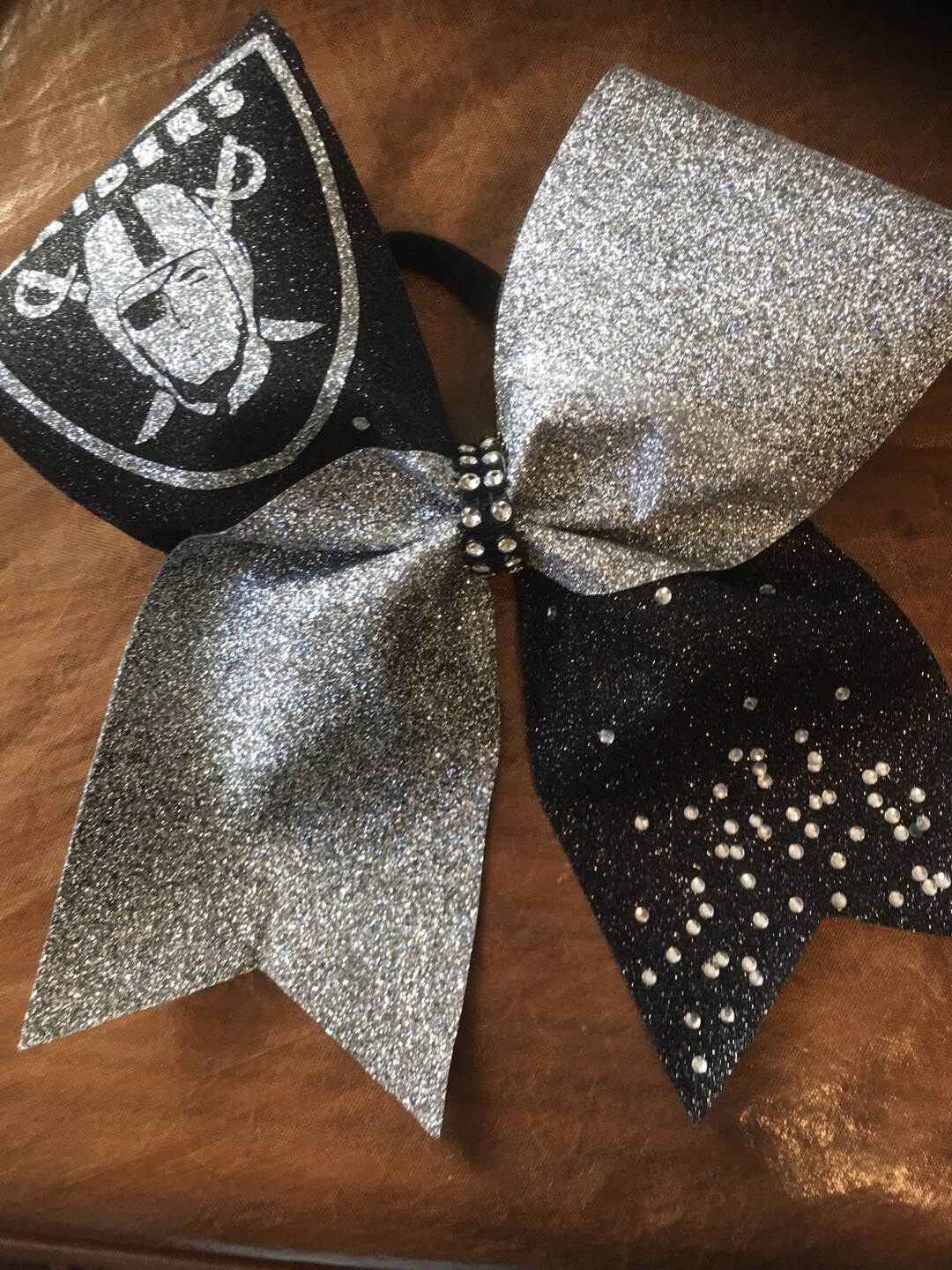 Raiders Black and Silver Glitter Cheer Bow - Etsy