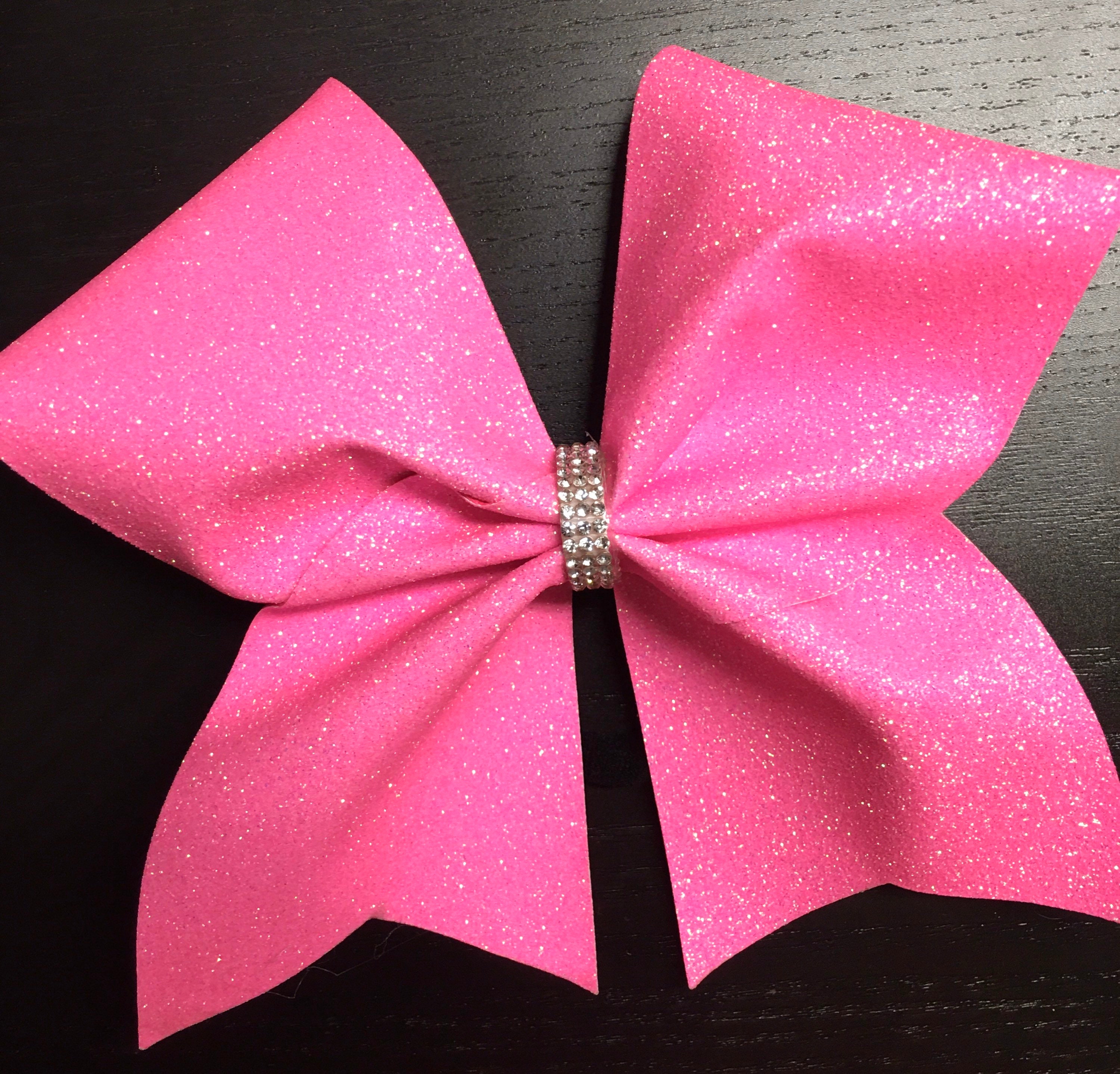 Neon Pink Glitter Cheer Bow-pink Bow With Rhinestones Pink | Etsy