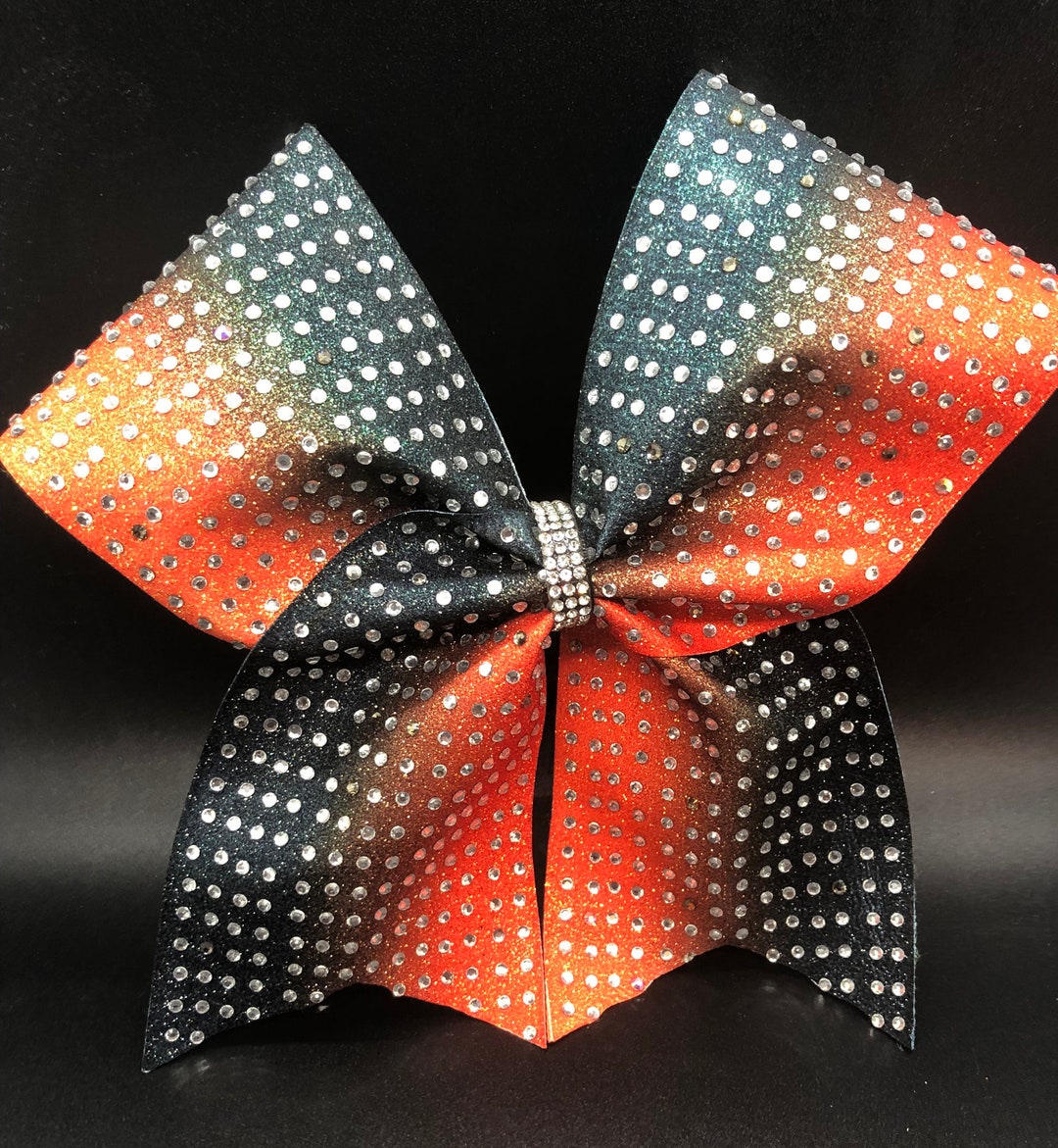 Sublimated Team Bow- Orange and Black Ombre Cheer Bow-personalized ...