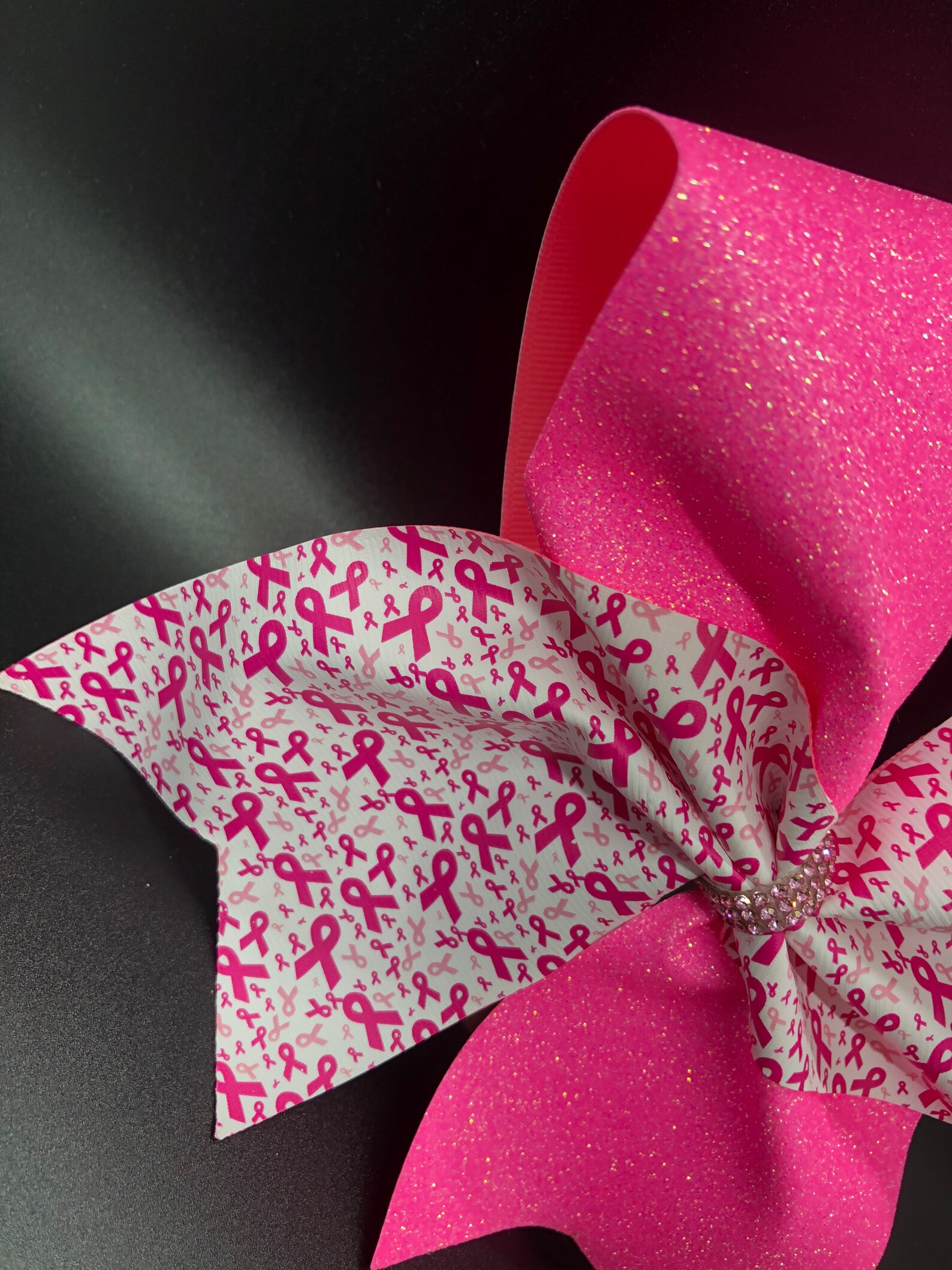 Neon Pink Glitter Cheer Bow-pink Bow With Rhinestones Pink - Etsy