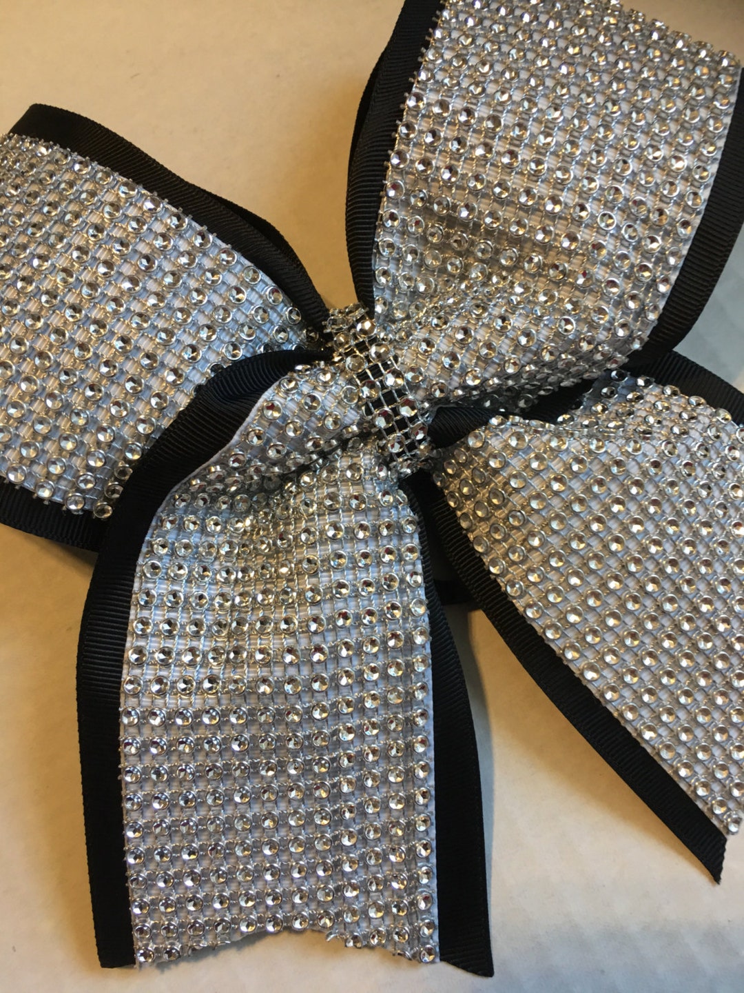 Black , White and Silver Cheer Bow - Etsy