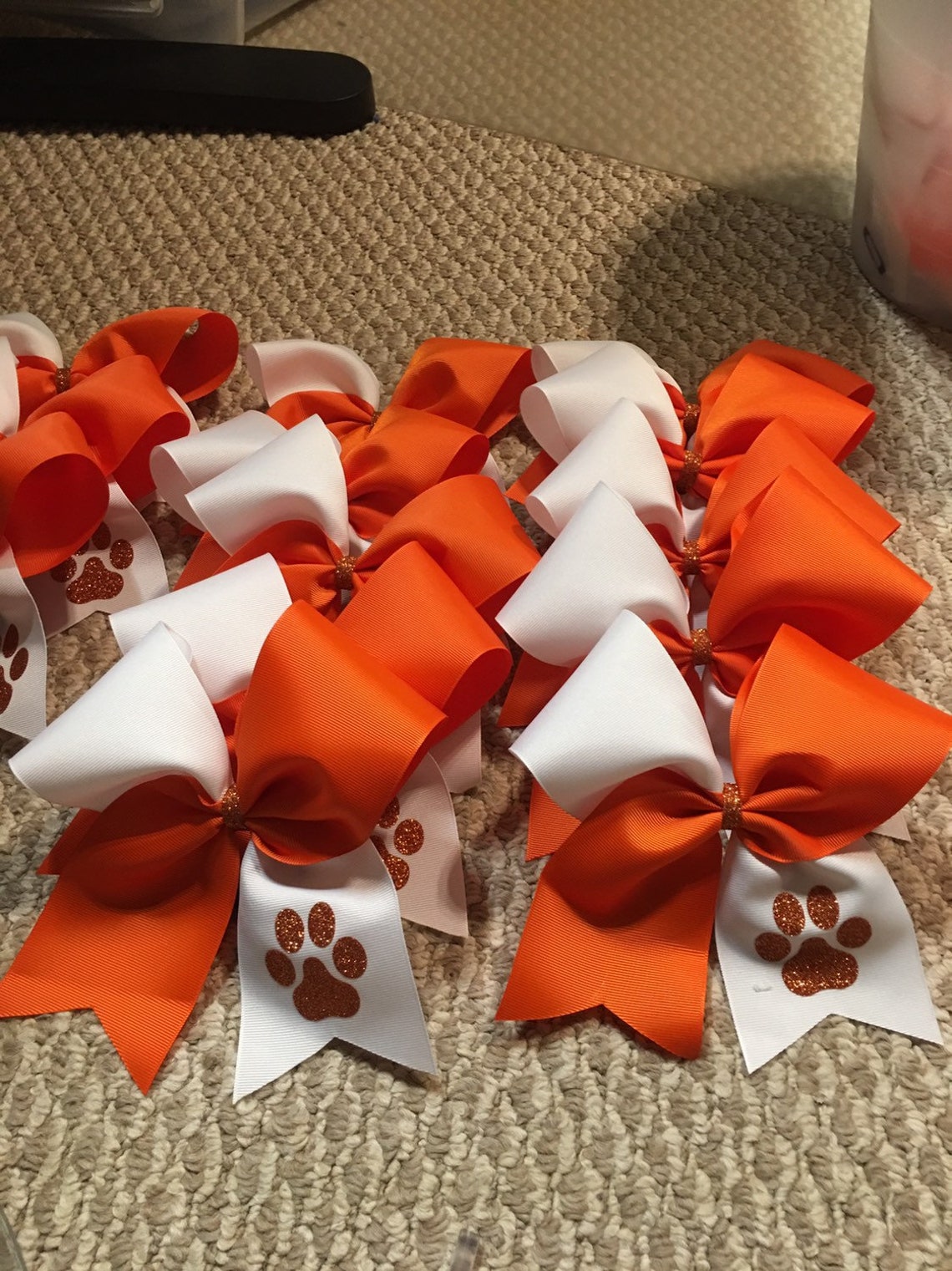 Cheer Bows-monogram Cheer Bows- Orange and White Cheer Bows ...