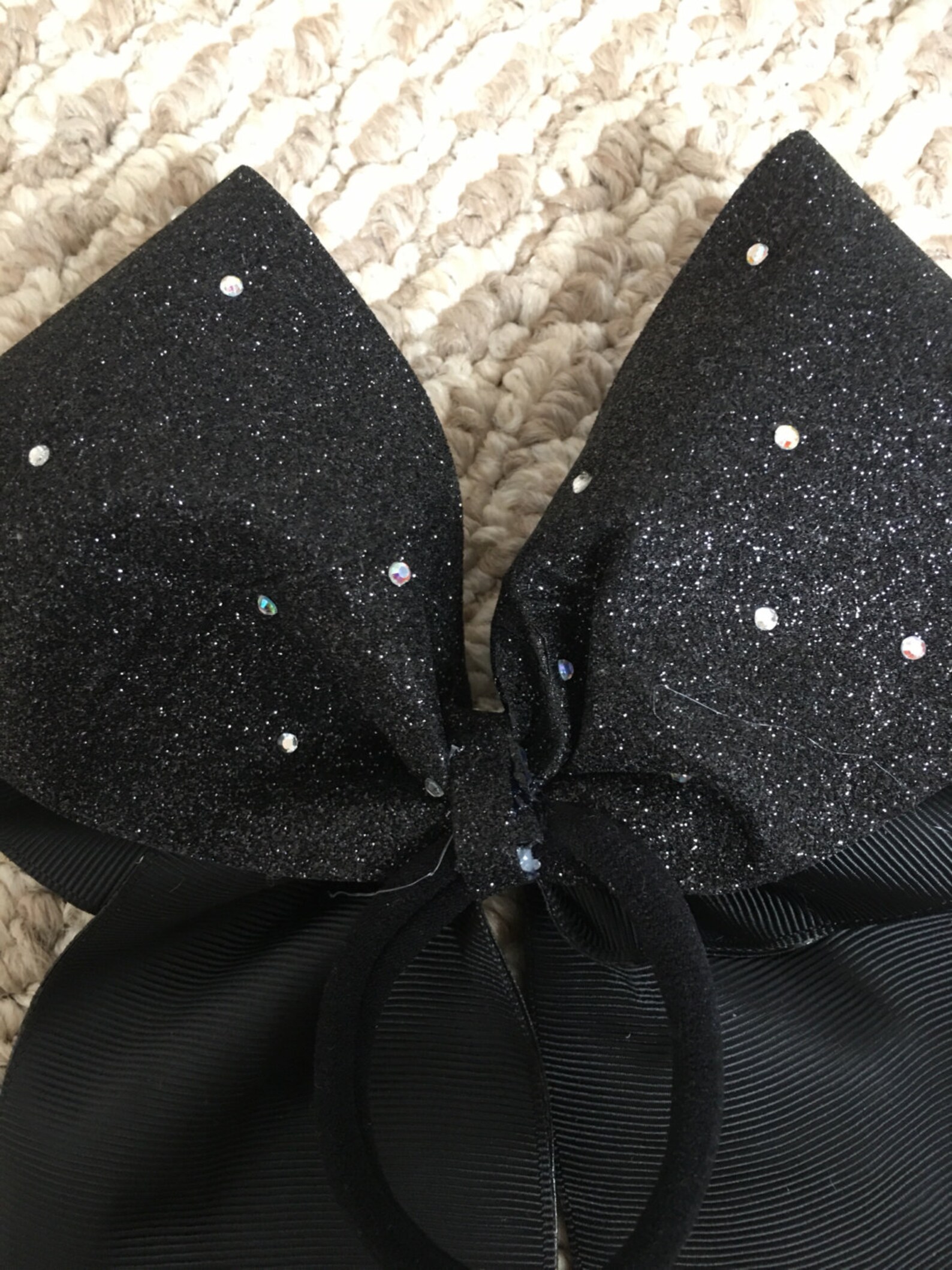 Black Rhinestones Cheer Bow Black Glitter Cheer Bow | Etsy