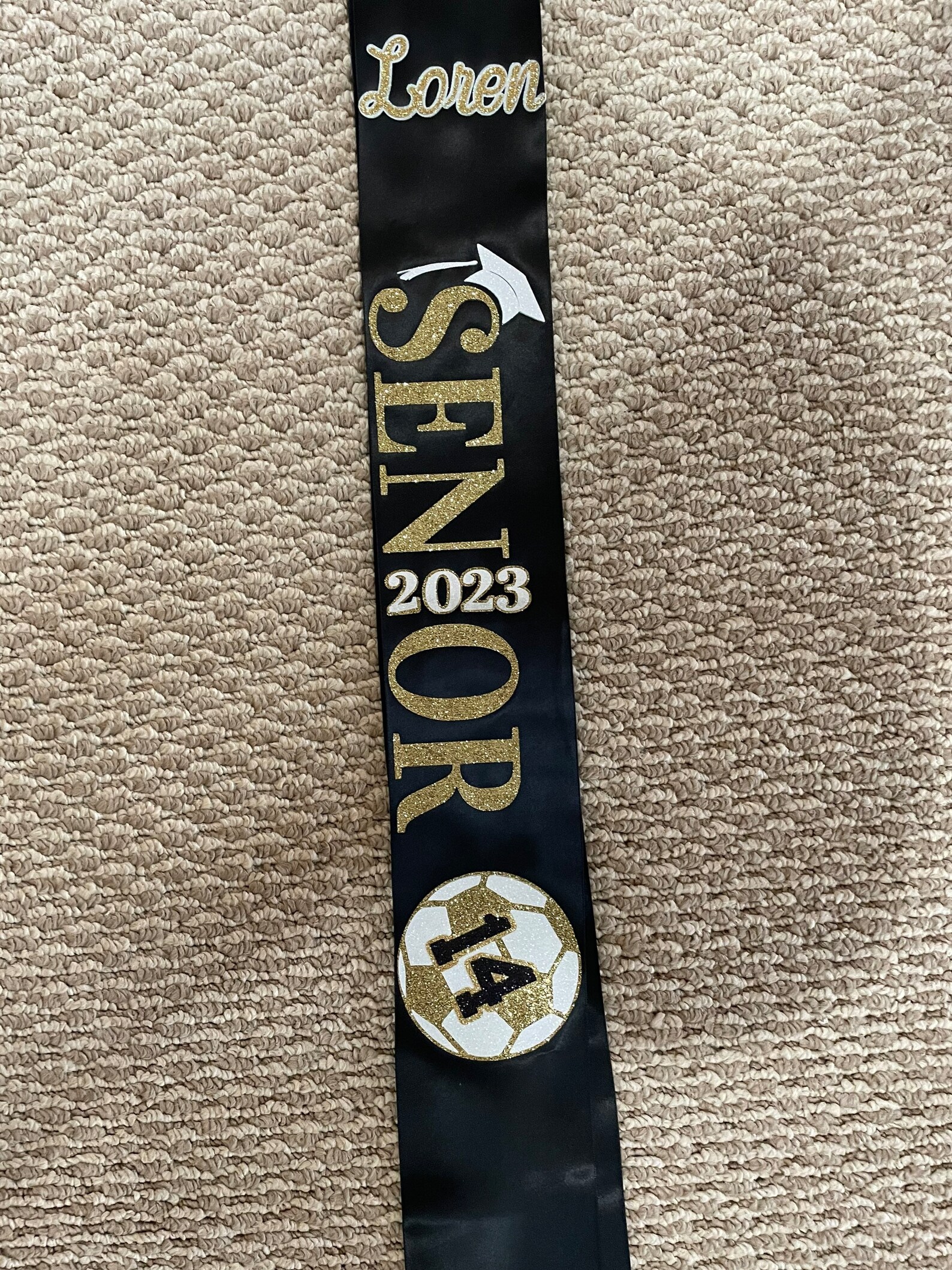 Black Senior Sash- Senior Soccer Sash- Glitter Senior Sash ...