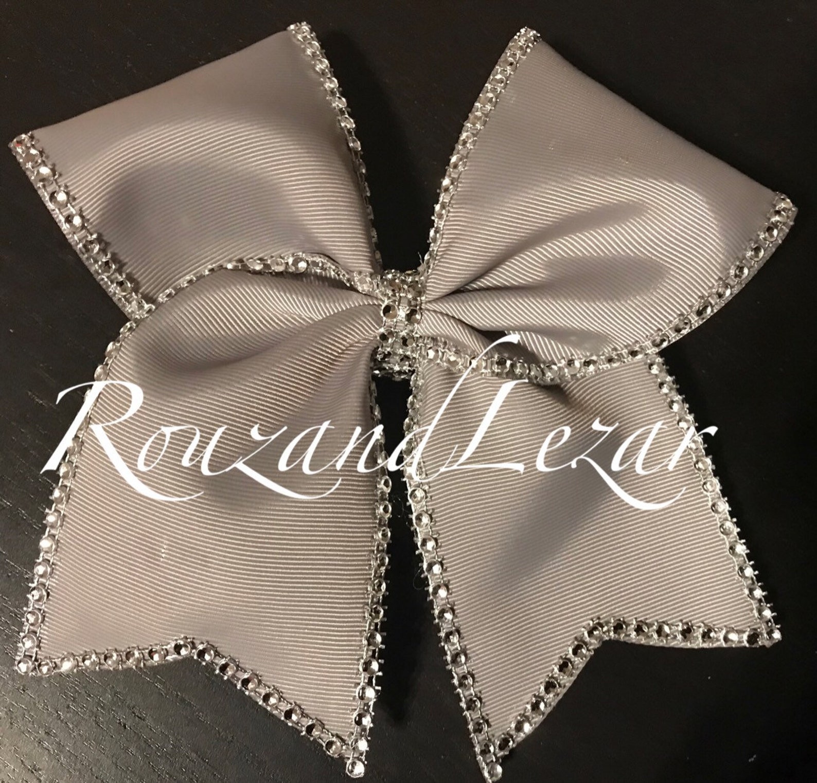 Classic Rhinestones Gray Cheer Bow-simple Cheer Bow- Softball Bows-gray ...