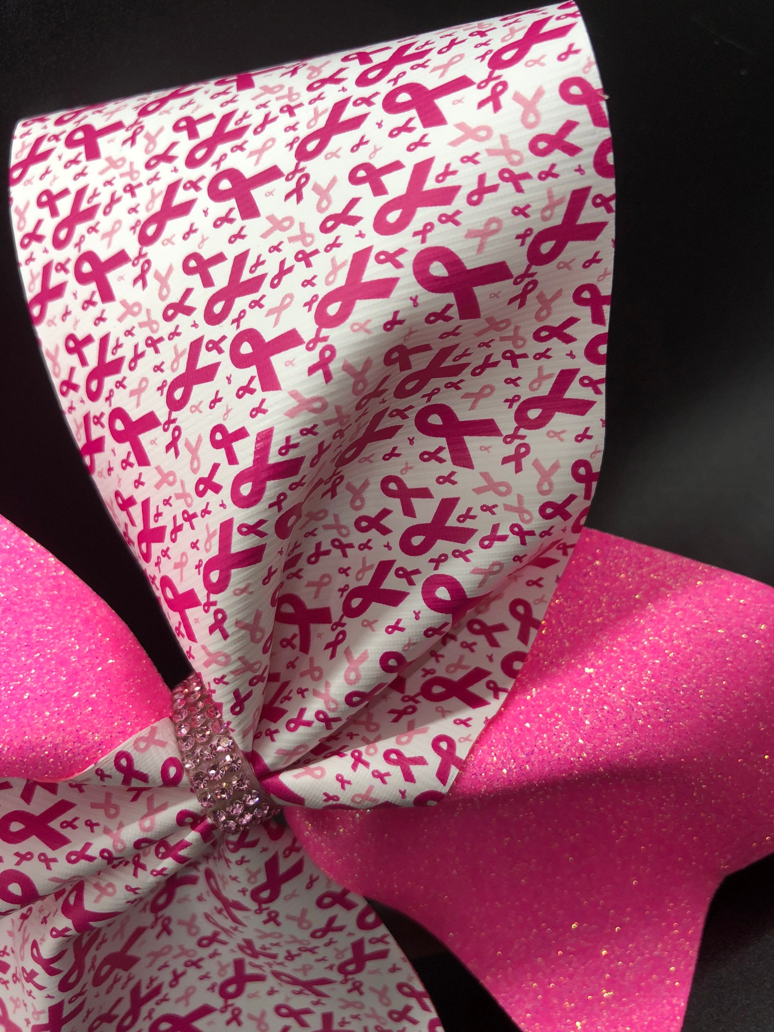 Neon Pink Glitter Cheer Bow-pink Bow With Rhinestones Pink - Etsy