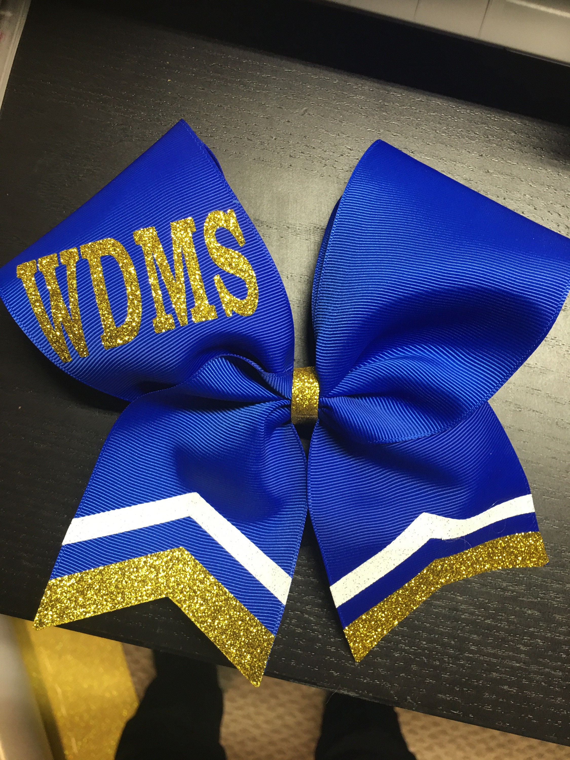 Royal Blue Gold and White Glitter Cheer Bow Cheer Bow | Etsy