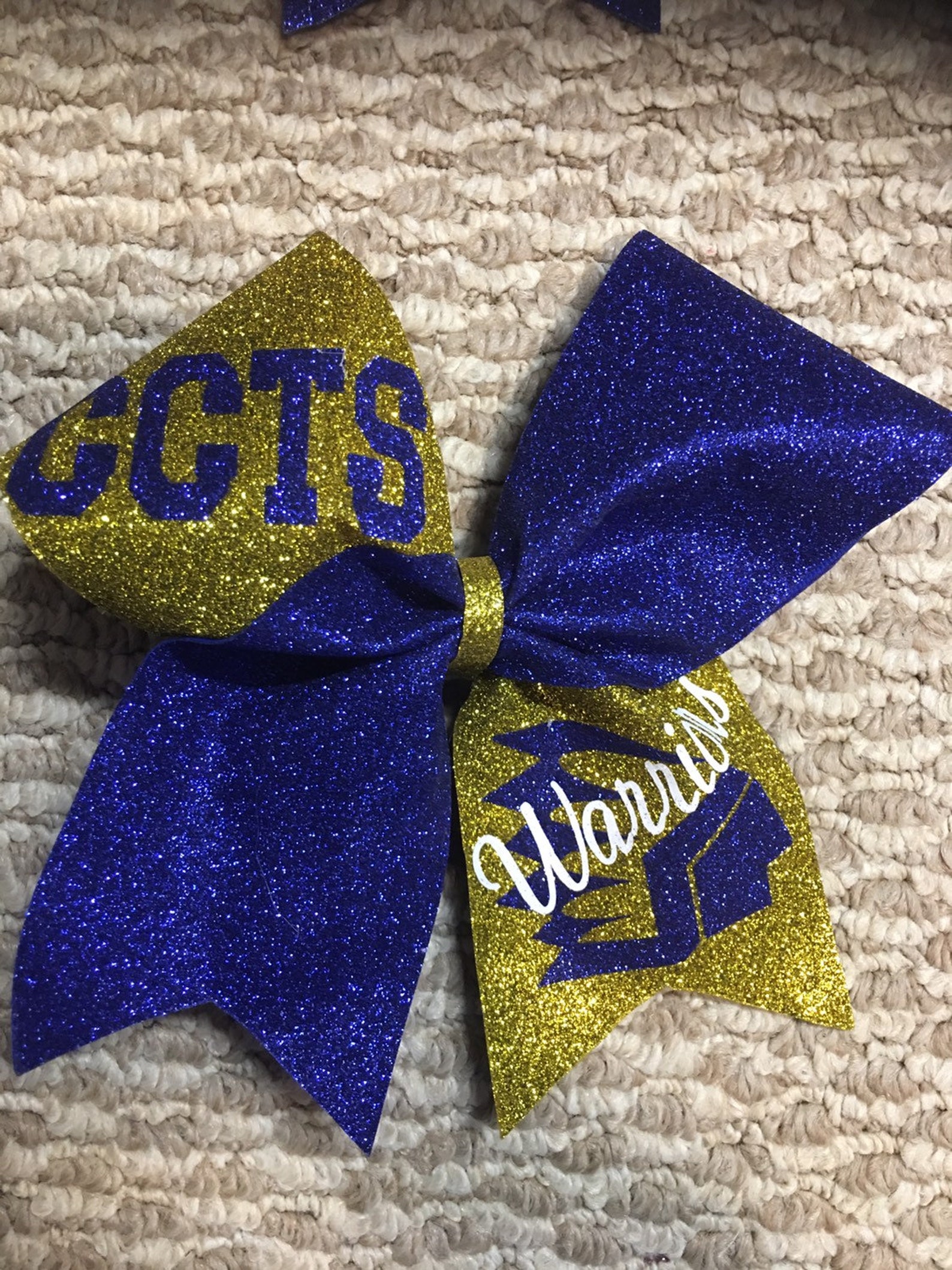 Royal Blue Gold and White Glitter Cheer Bow Personalized - Etsy