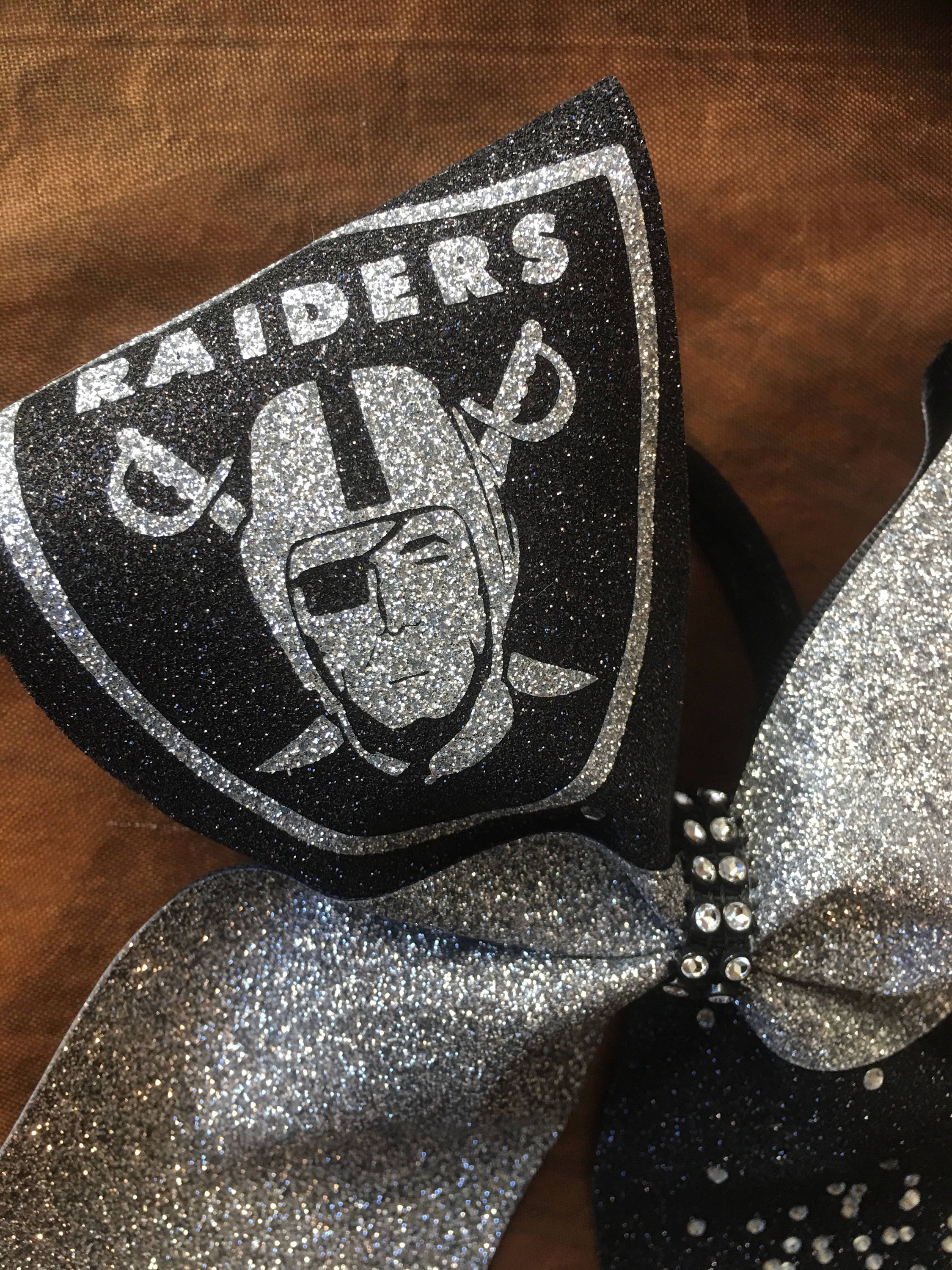 Raiders Black and Silver Glitter Cheer Bow - Etsy