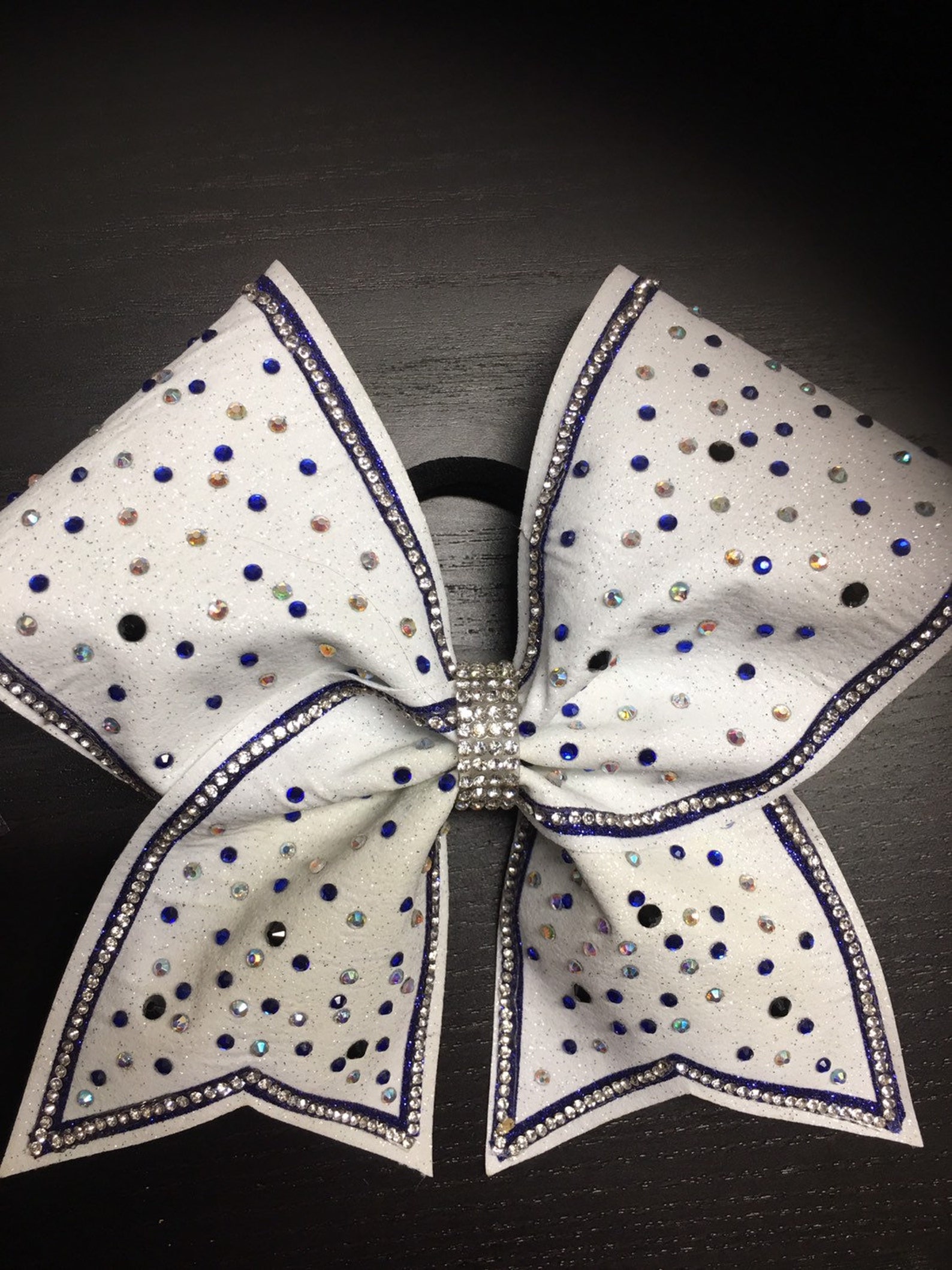 White Blue and Black Rhinestones Cheer Bow Rhinestones Cheer - Etsy