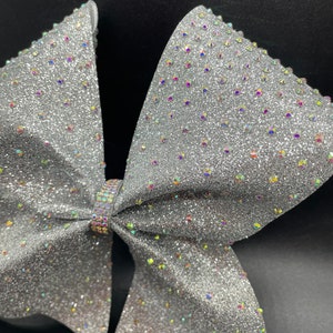 Silver Rhinestones Cheer Bow-silver Glitter Cheer Bow- Competition Cheer Bow- Rhinestones Cheer ...