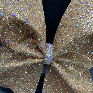 Gold Rhinestones Cheer Bow- Gold Glitter Cheer Bow- Competition Cheer ...