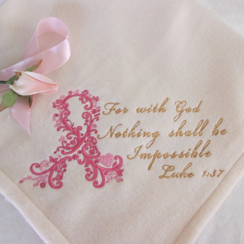Breast Cancer Ribbon Embroidered With Inspirational Verse - Etsy