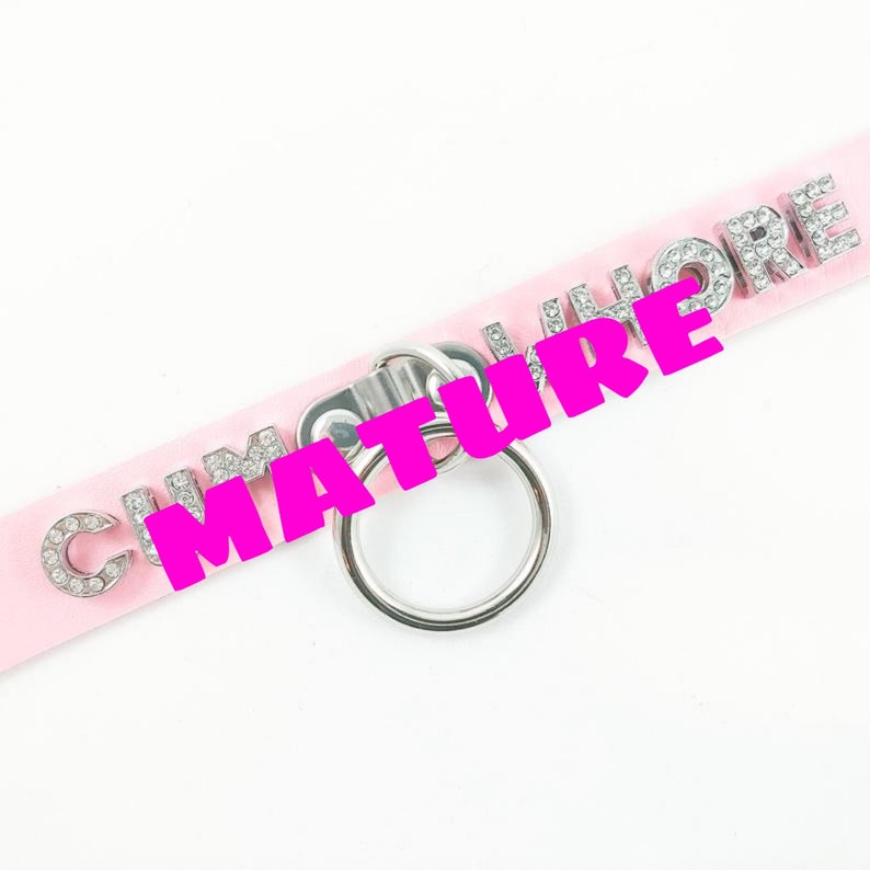 Cum Whore Rhinestone Mature Bdsm Collar Fetish Kinky Ddlg Etsy