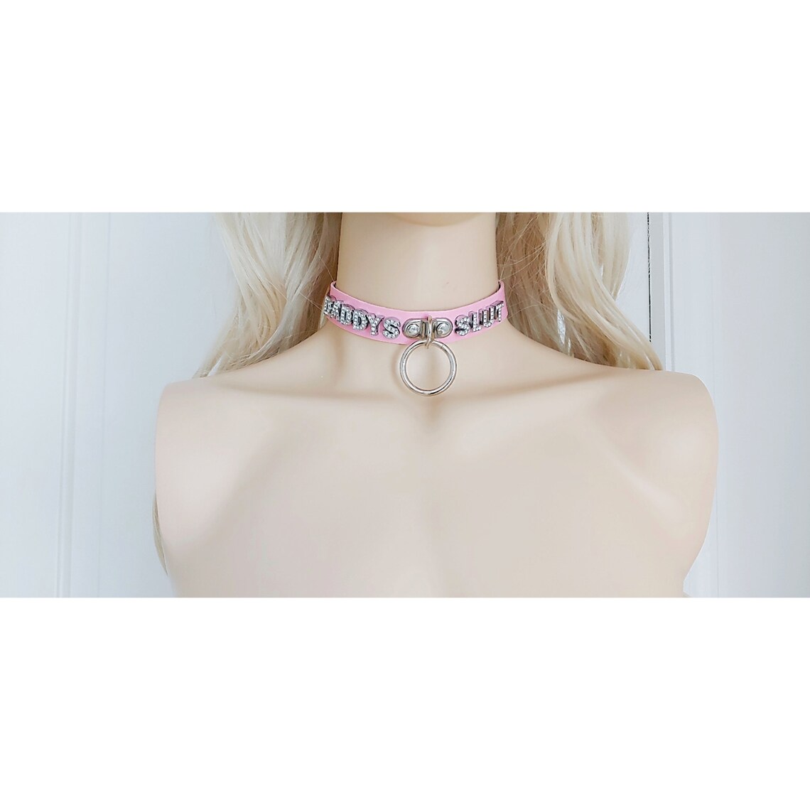 Daddys Slut Rhinestone Mature Bdsm Collar Fetish Kinky Etsy