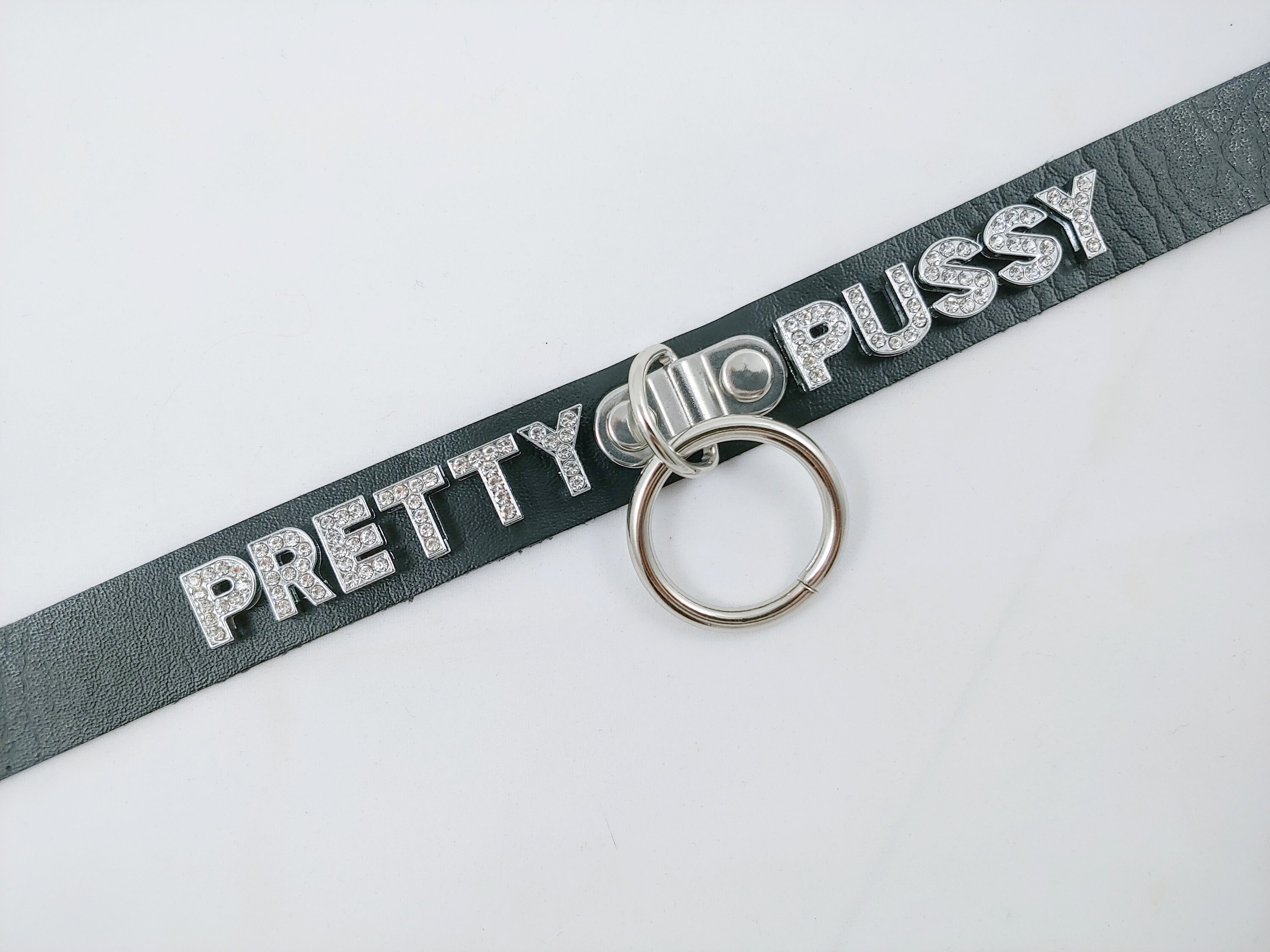 Pretty Pussy Abdl Rhinestone Mature Bdsm Collar Fetish Kinky Etsy