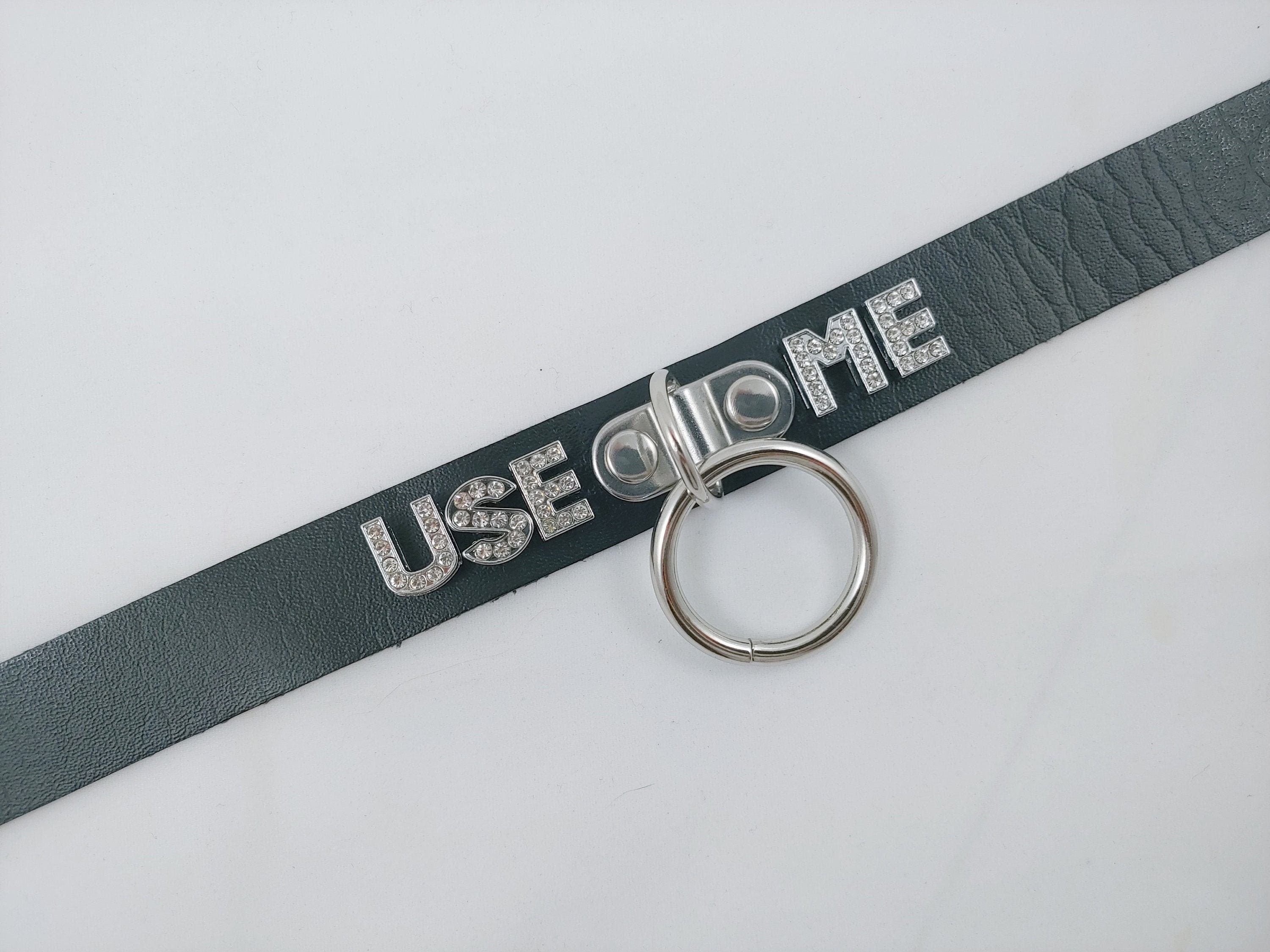 Use Me Abdl Rhinestone Mature Bdsm Collar Fetish Kinky Ddlg Etsy