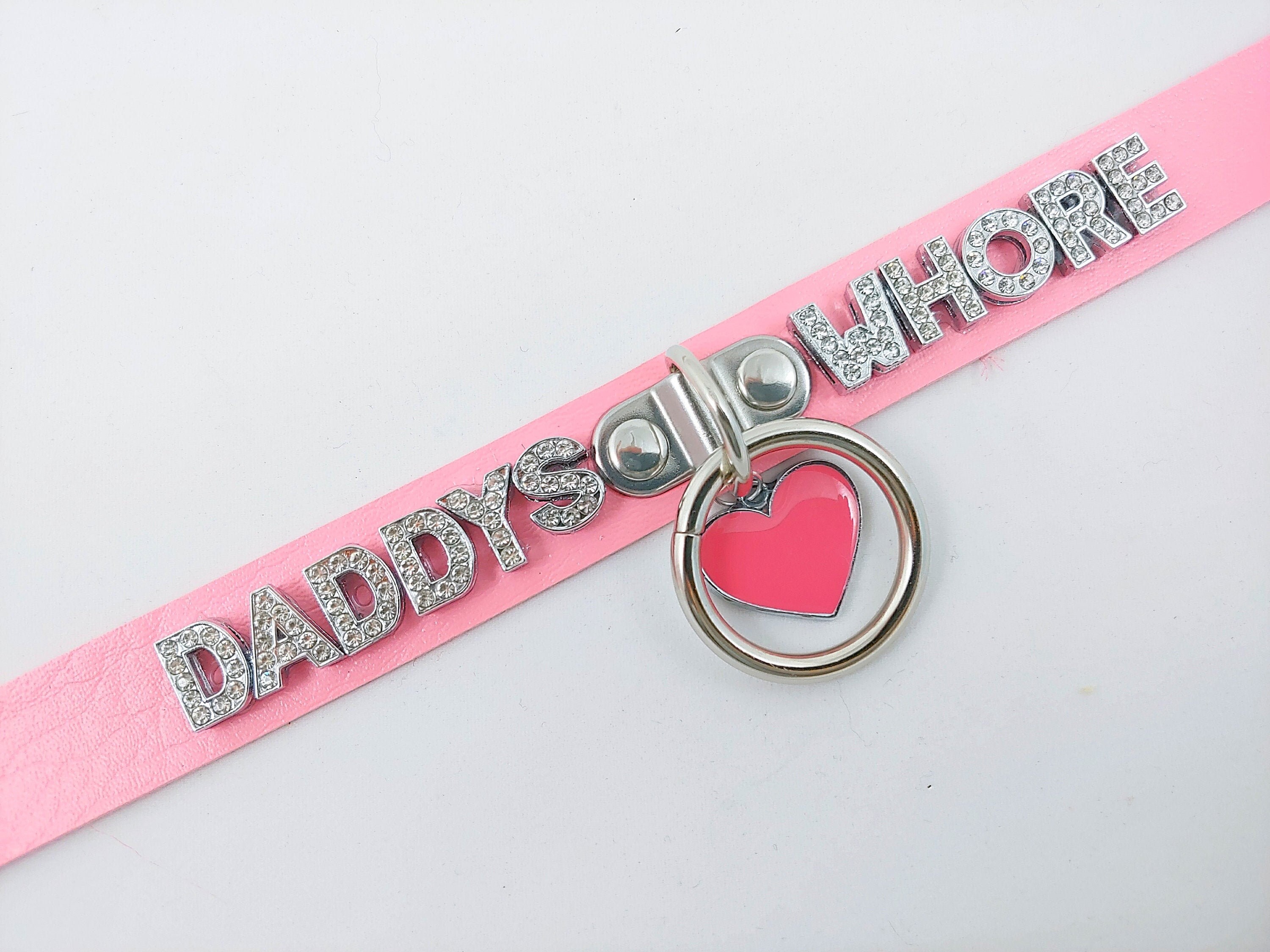 Daddys Whore Rhinestone Mature Bdsm Collar Fetish Kinky Etsy