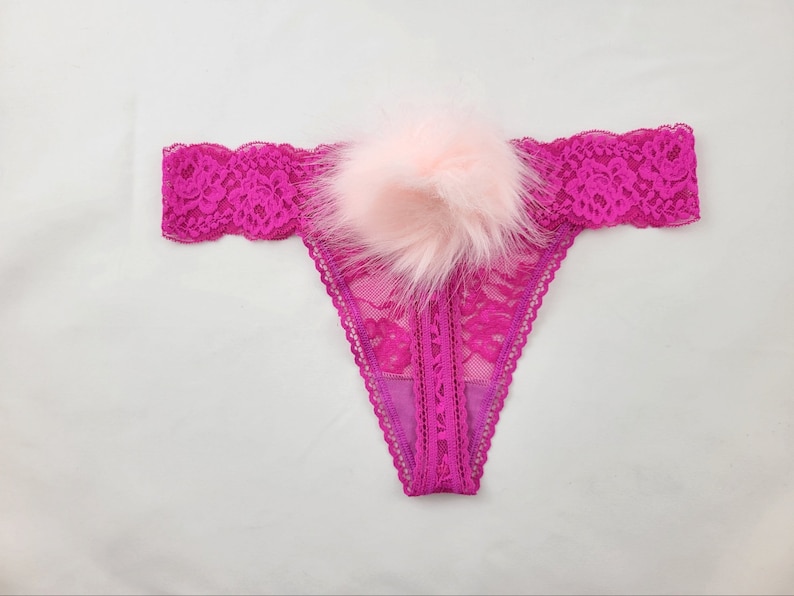 Bunny Tail Thong Panties Fluffy Tail Edition Custom Color Etsy
