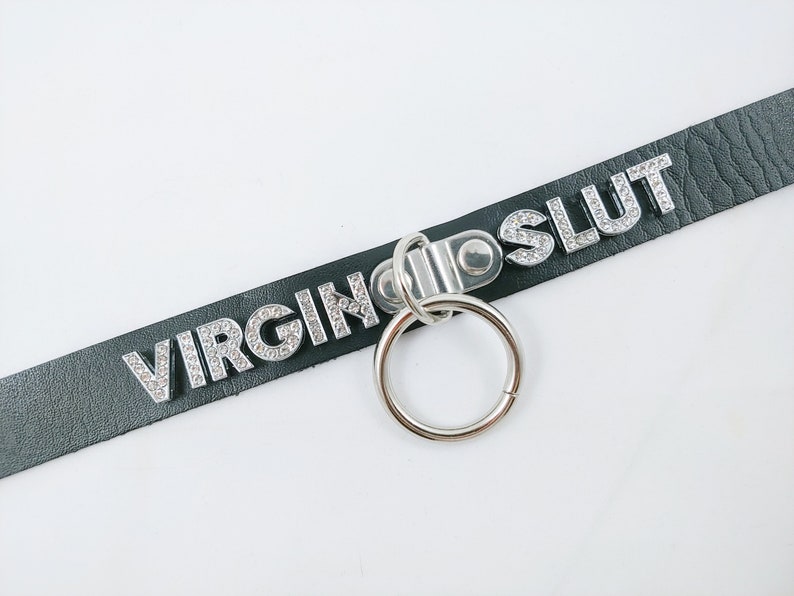 Virgin Slut Abdl Rhinestone Mature Bdsm Collar Fetish Kinky Etsy