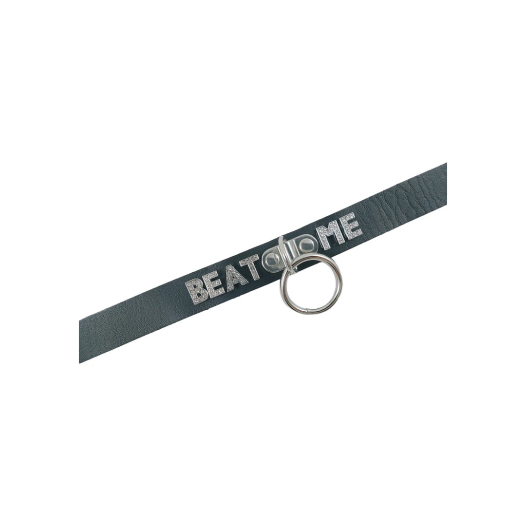 Beat Me Abdl Rhinestone Mature Bdsm Collar Fetish Kinky Ddlg Etsy
