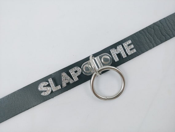 Slap Me Abdl Rhinestone Mature Bdsm Collar Fetish Kinky Ddlg Etsy