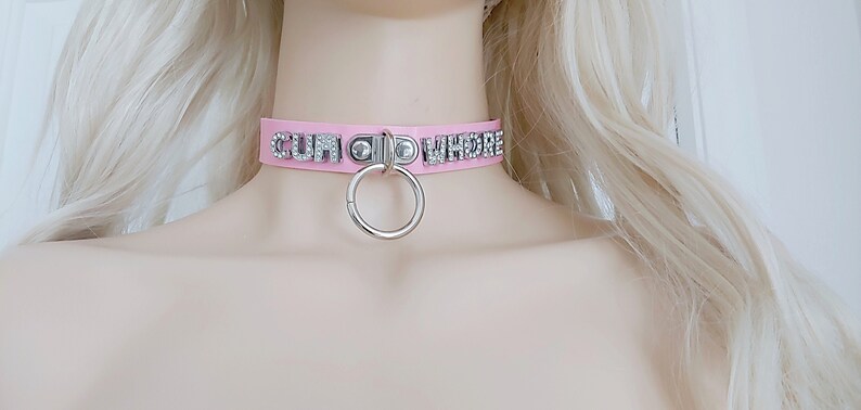 Cum Whore Rhinestone Mature Bdsm Collar Fetish Kinky Ddlg Etsy