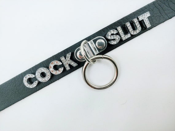 Cock Slut Abdl Rhinestone Mature Bdsm Collar Fetish Kinky Ddlg Etsy