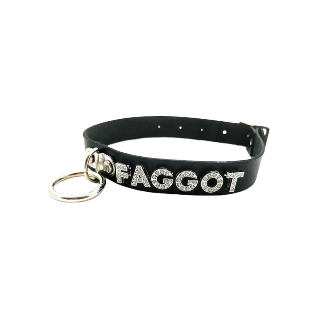 Faggot Rhinestone Mature Bdsm Collar Fetish Kinky Ddlg Adult Stripper