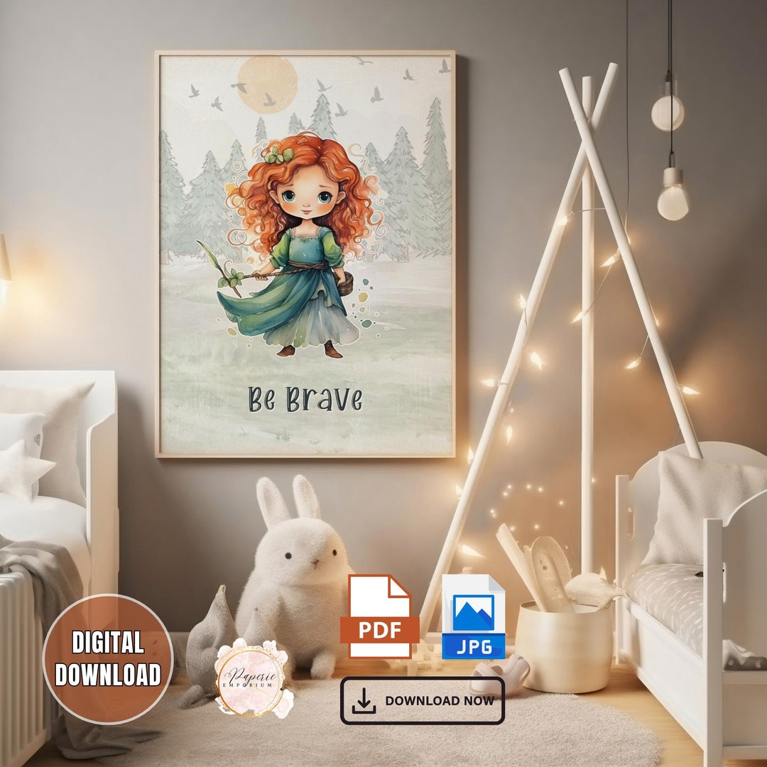 Be Brave Kid's Wall Art, Watercolor Nursery Wall Decor, Be Brave ...