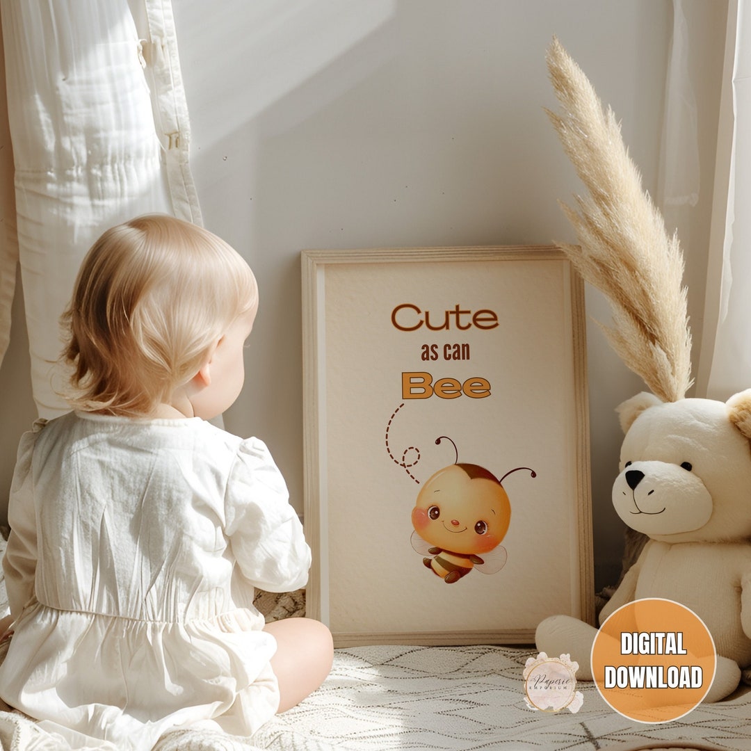 Cute as Can Bee Nursery Digital Print, Cute Bee Wall Art, Nursery ...