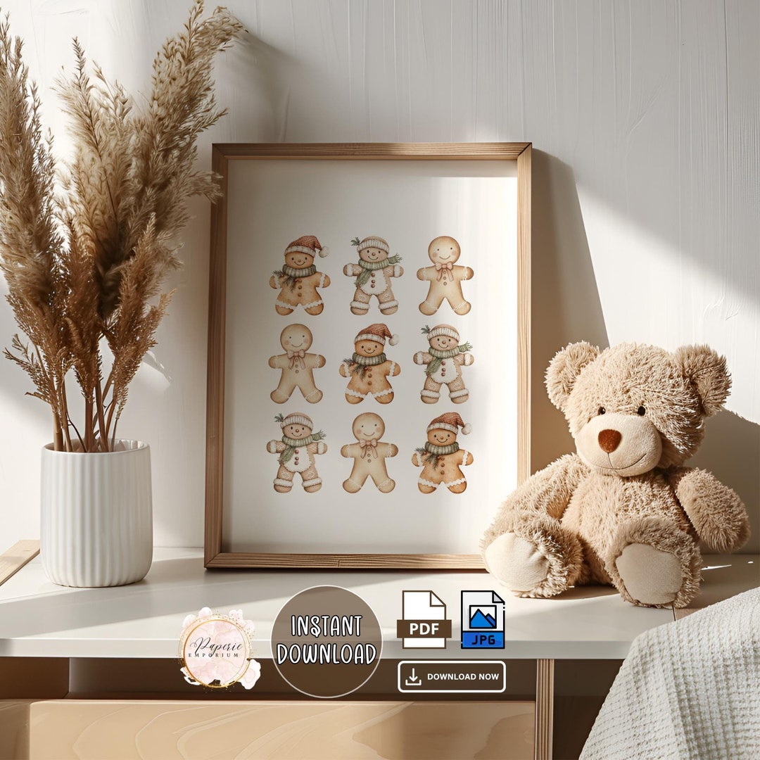 Gingerbread Men Art Printable | Christmas Art Print | Holiday Wall ...