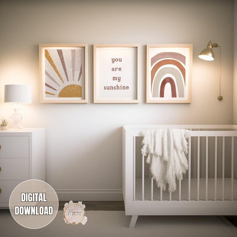 Nursery Boho Printable Wall Art, You Are My Sunshine Digital Prints ...