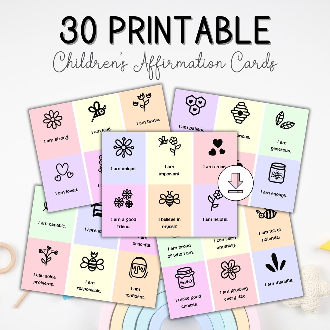 Printable Children's Affirmation Cards | 30 Positive Affirmations ...