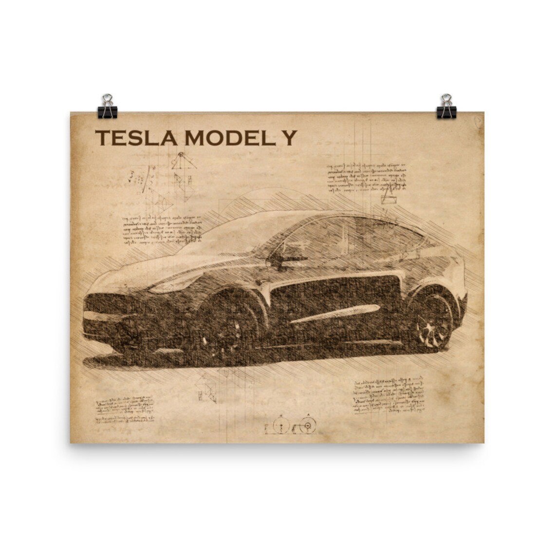 Tesla Model Y Sketch Poster | Etsy