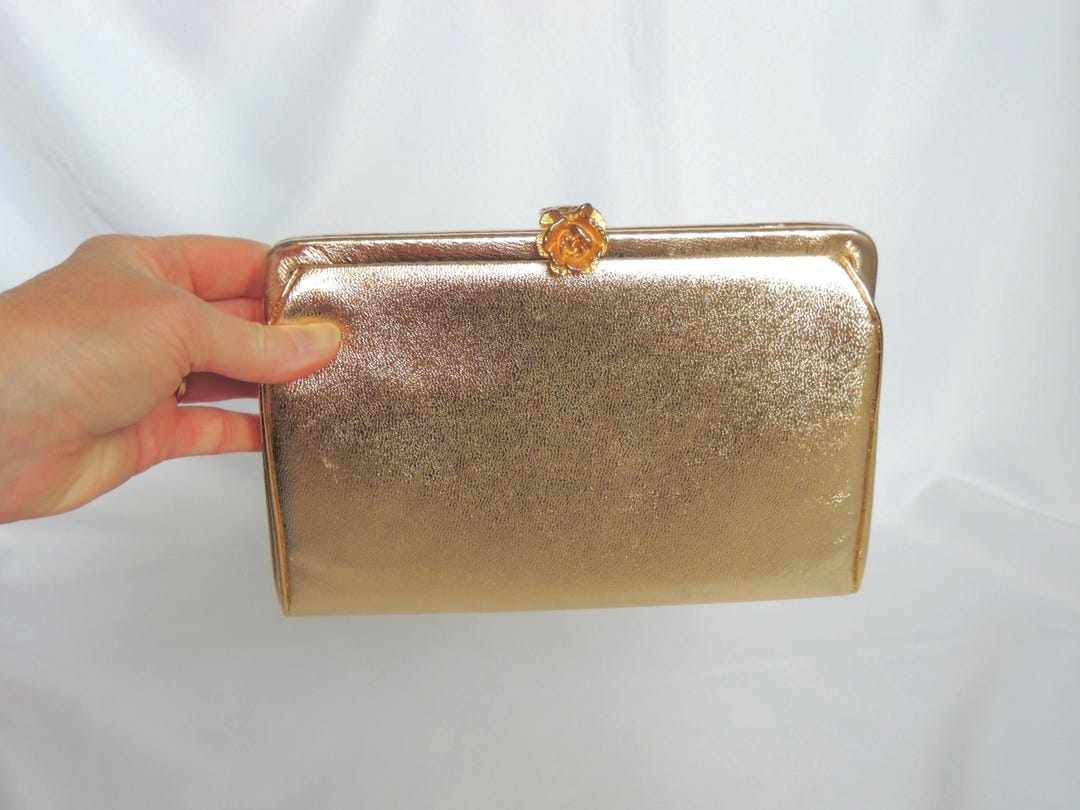 Vintage Metallic Gold Vinyl Evening Bag Purse Handbag Clutch Purse by ...