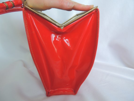 Vintage Candy Apple Red Patent Leather Handbag Red Pu… - Gem