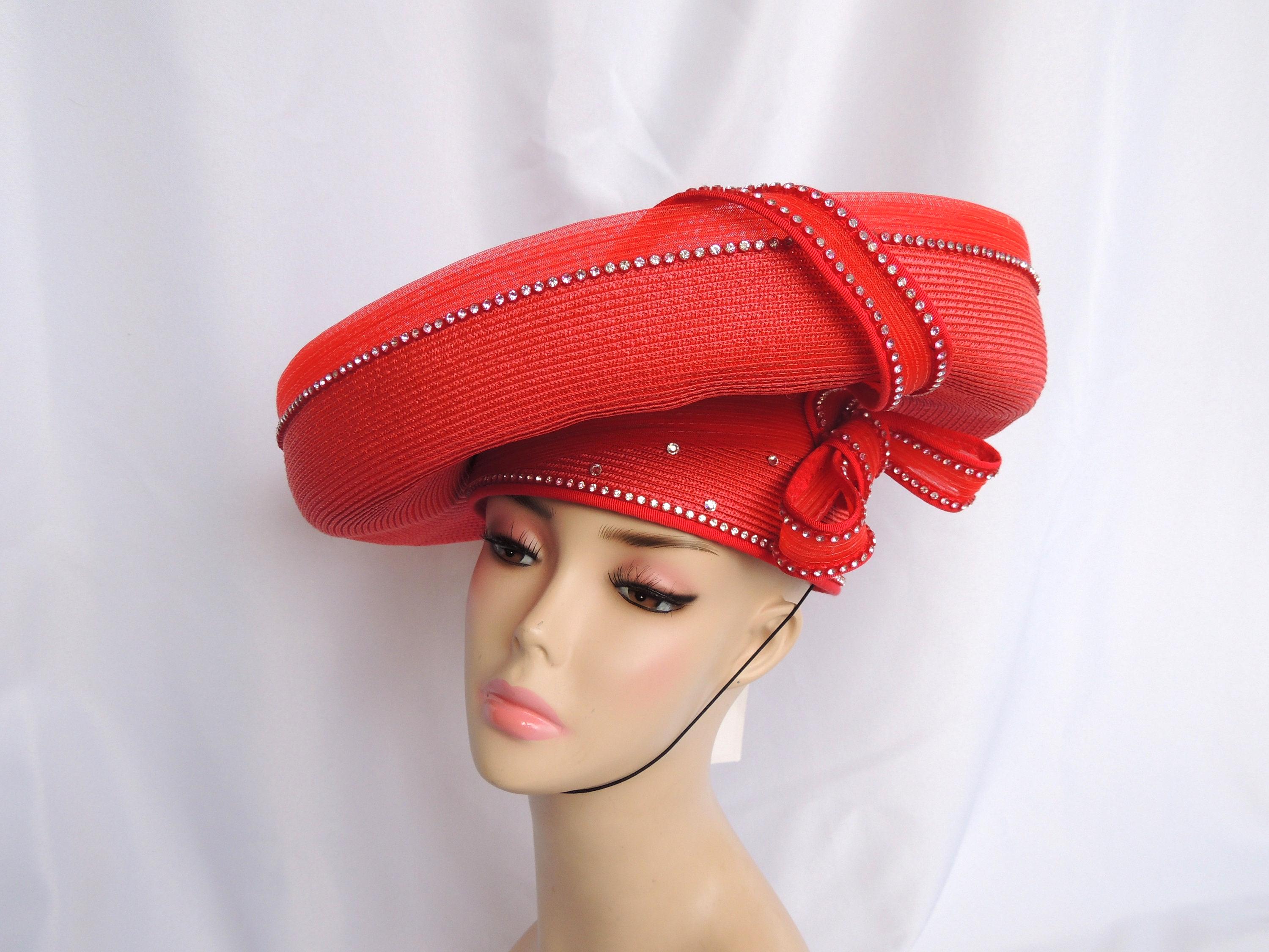 Vintage NWT Red Straw Derby/formal Fancy Church Hat by Bellini - Etsy